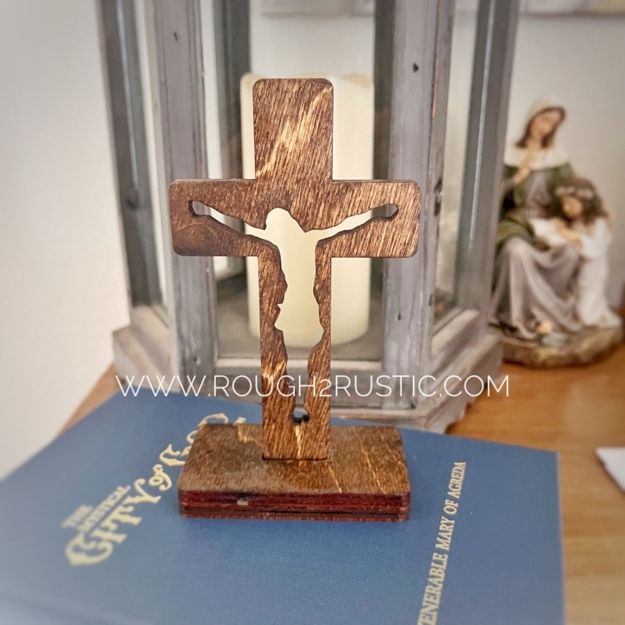 5.5 Inch Standing Silhouette Style Crucifix – Rough 2 Rustic