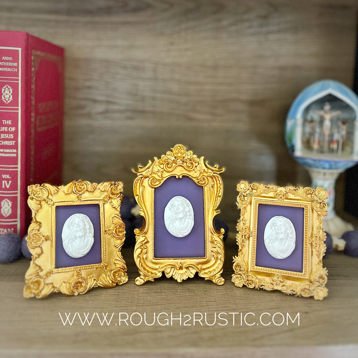 Gold Framed Holy Face of Jesus Intaglio Mini Standing Frame – Rough 2 ...